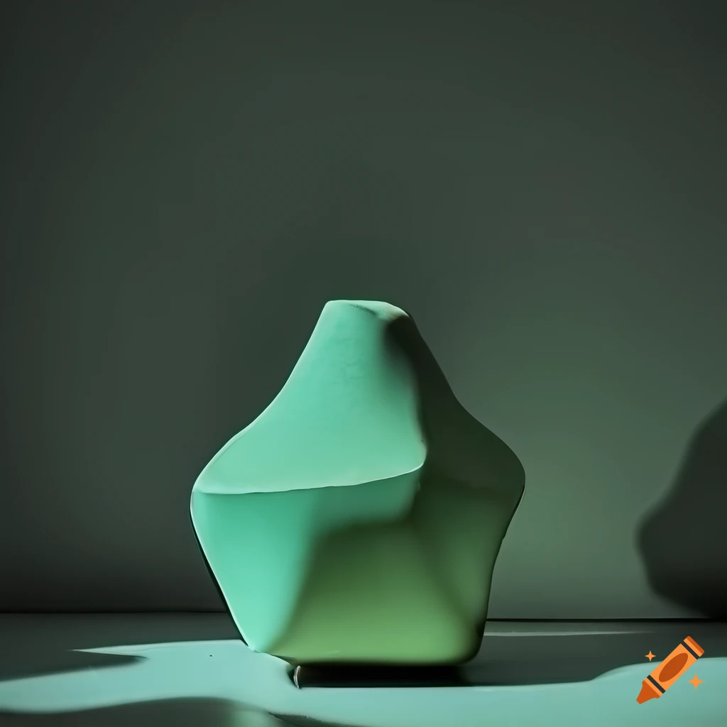 Green ceramic objects on table near window in a dark hotel room on Craiyon