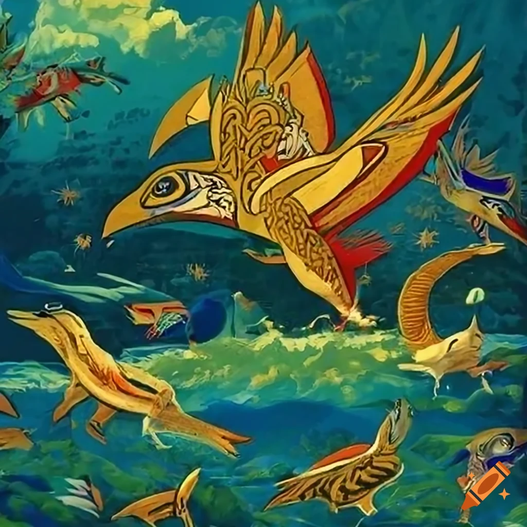 Celtic and native Salish designs featuring Seahawks, ravens, fish, and ...