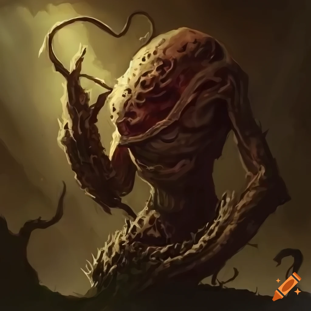 Mtg art style of the soil like cyclops, a phyrexian myr artifact ...