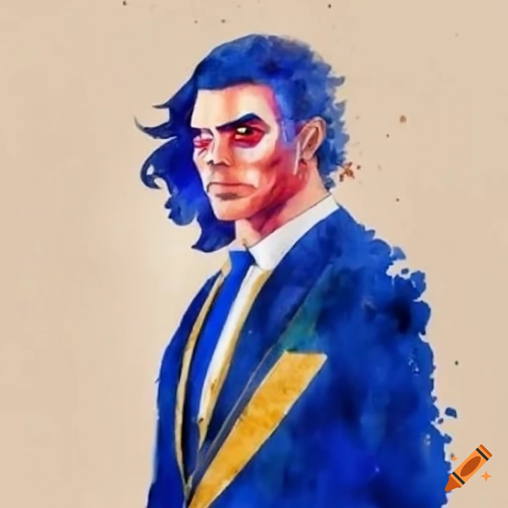 South Italian superhero with piercing eyes in a blue suit on Craiyon
