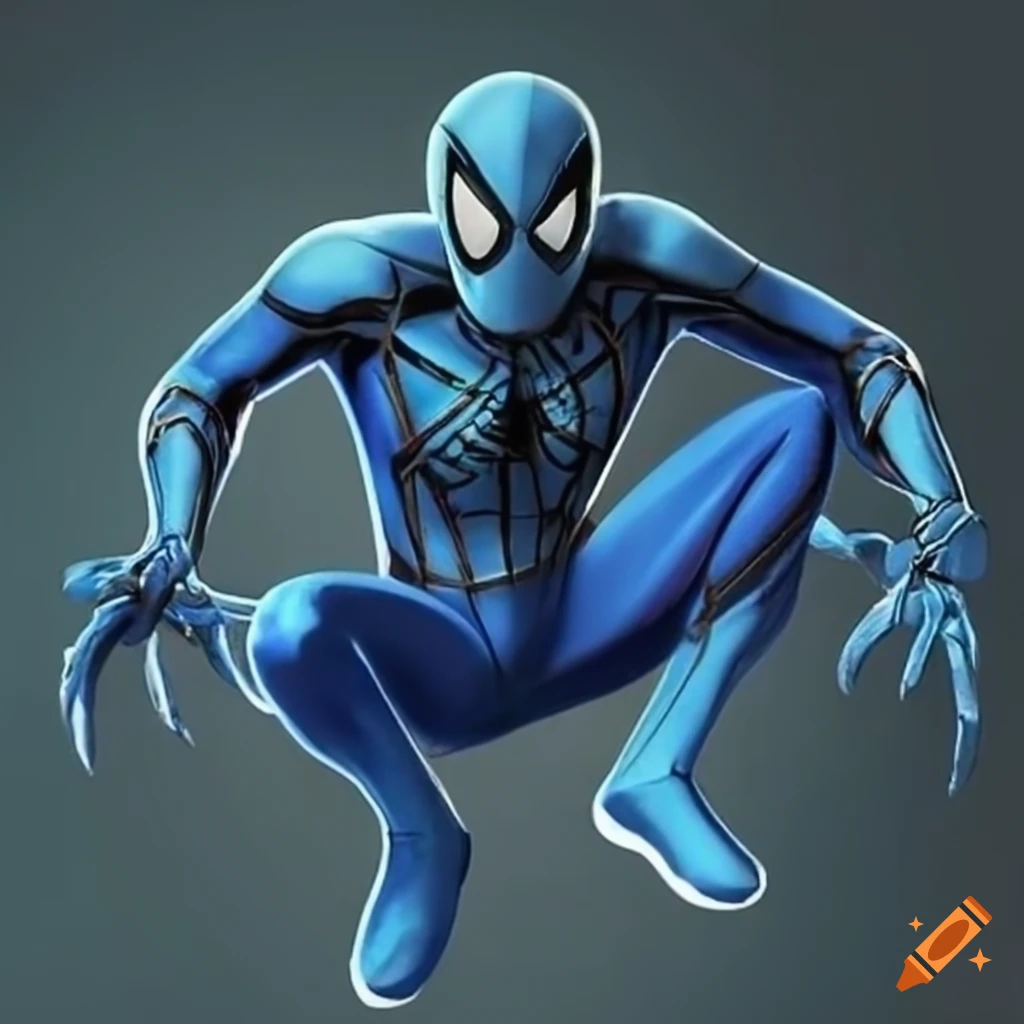 Blue spiderman character on Craiyon