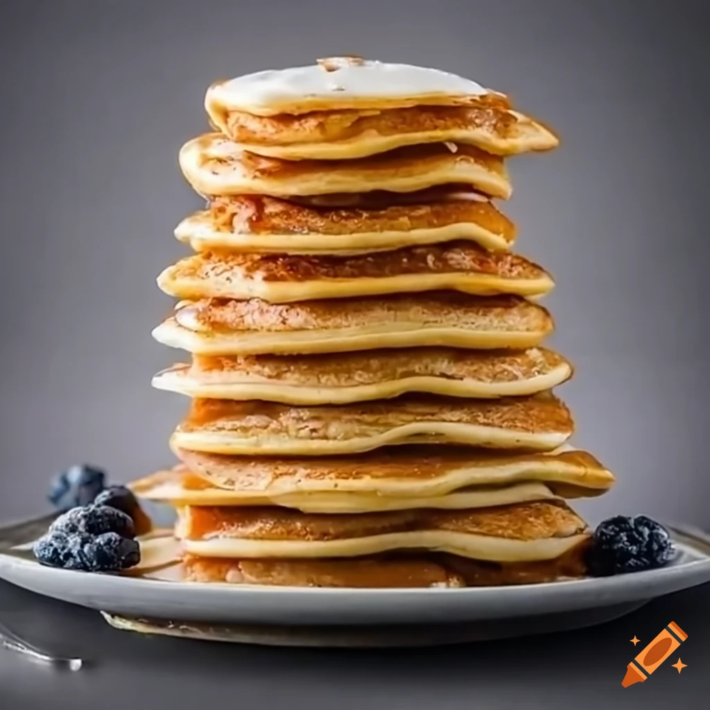 Tower of delicious pancakes in professional close-up macro photography ...