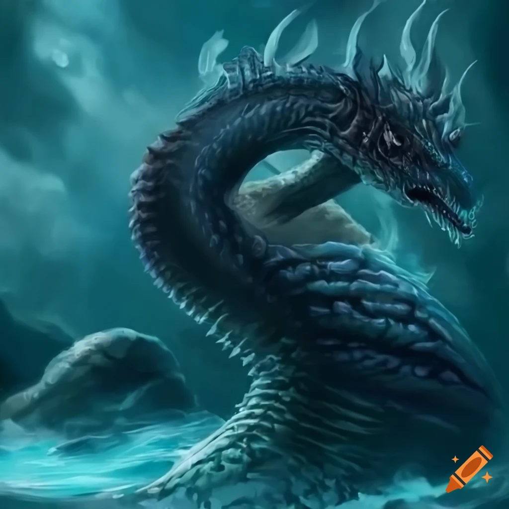 Sea serpent in a tempestuous sea resembling magic the gathering eldrazi ...