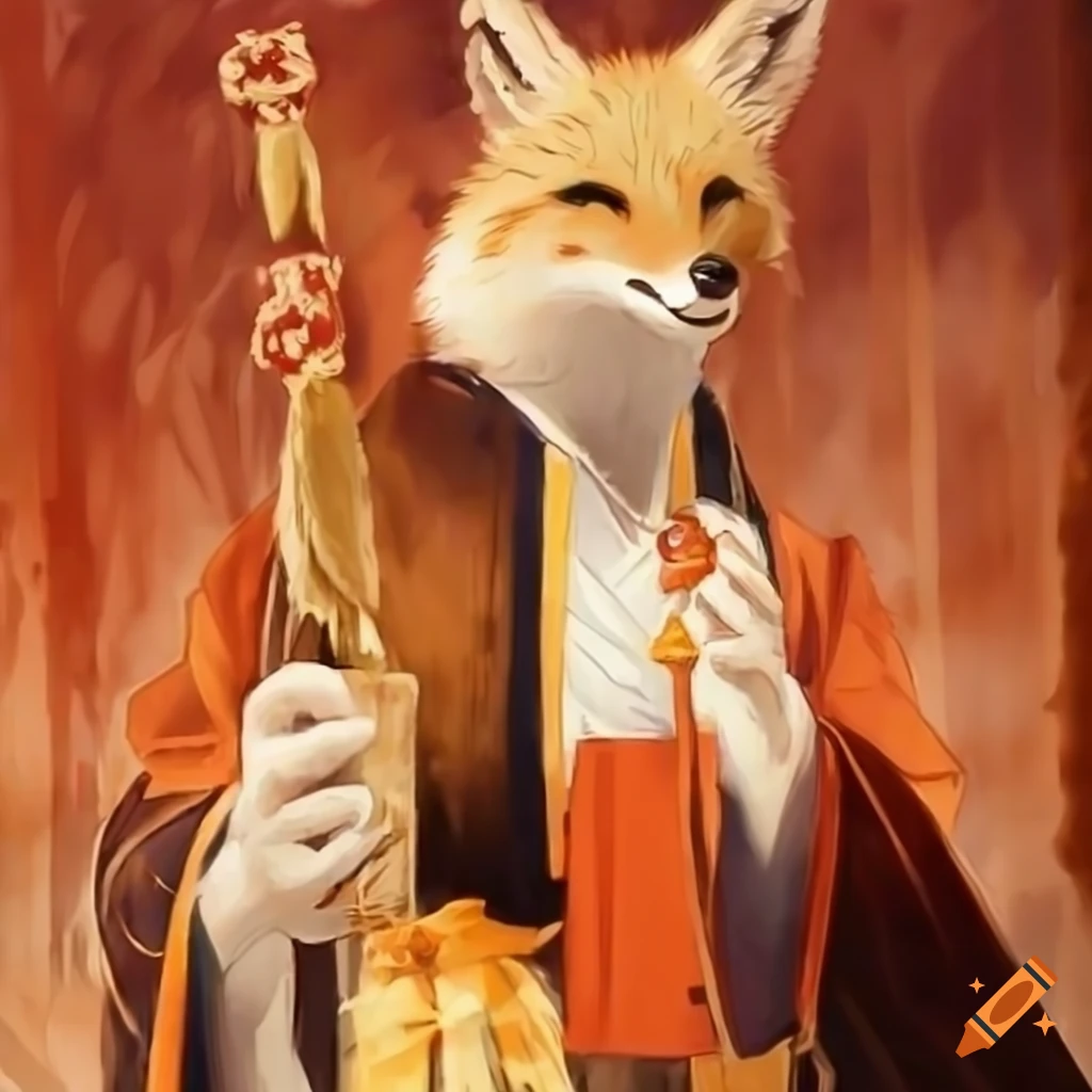 Shinto priest blessing a fox on Craiyon