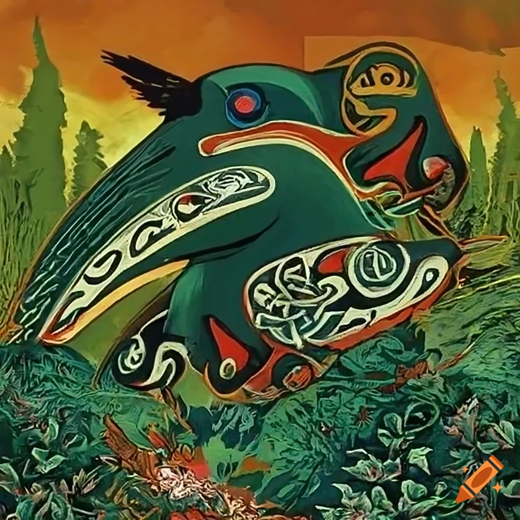 Panoramic view of Celtic and native Salish designs showcasing Seahawks ...