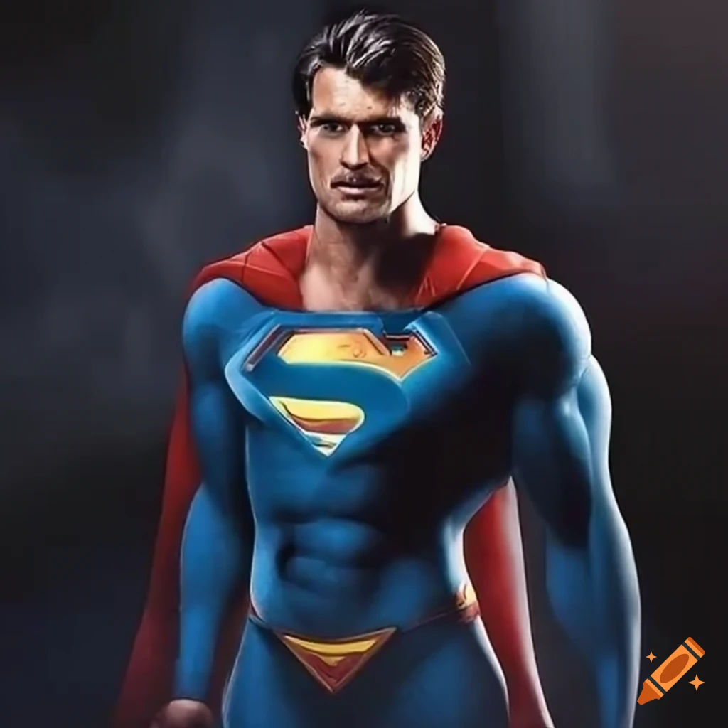 Muscular man with beard in superman costume on Craiyon