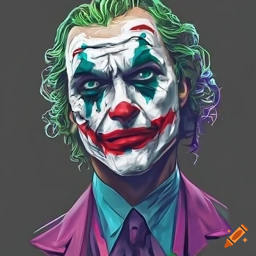 Digital art of the joker character on Craiyon