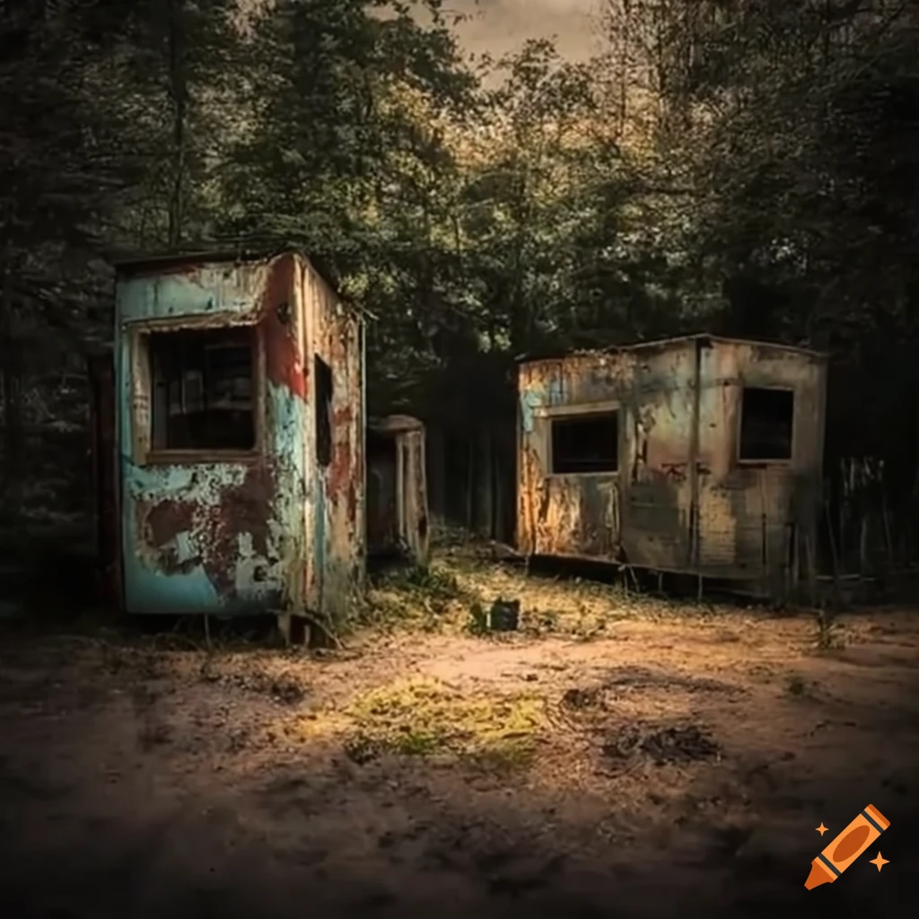 Abandoned creepy trailer park on Craiyon