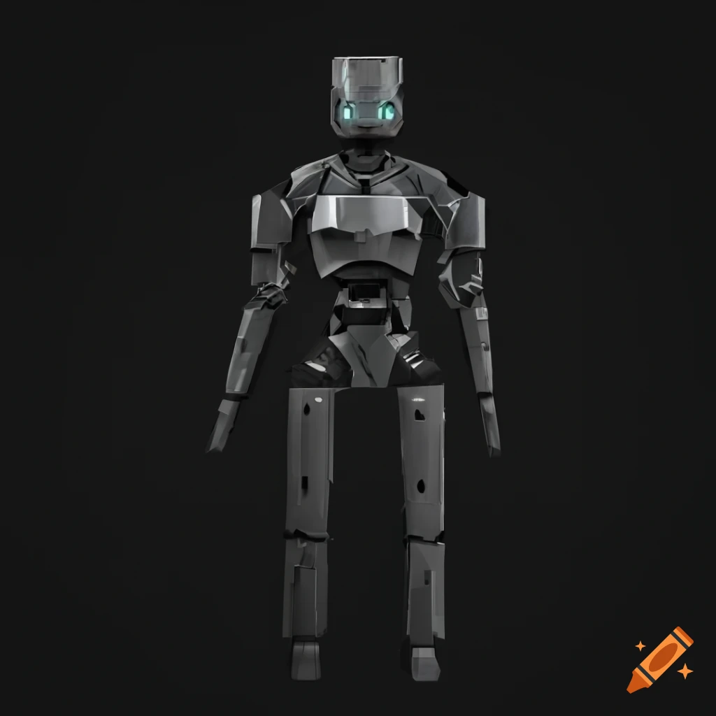 Sleek low poly futuristic robot soldier design on Craiyon