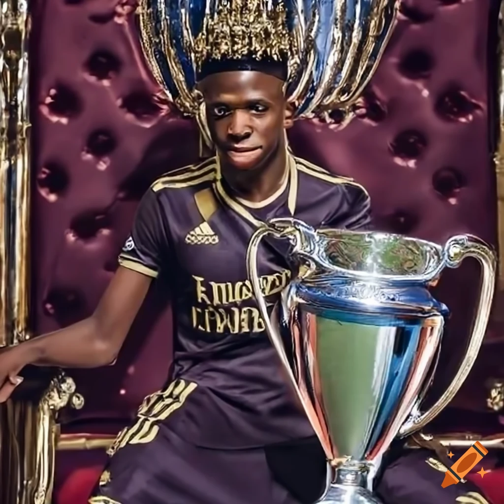 Person with vinicius jr.'s face, sitting on a throne in real madrid ...