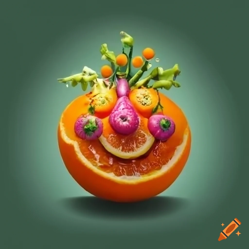 Colorful Arcimboldo-inspired portrait of a happy face made of fruits ...