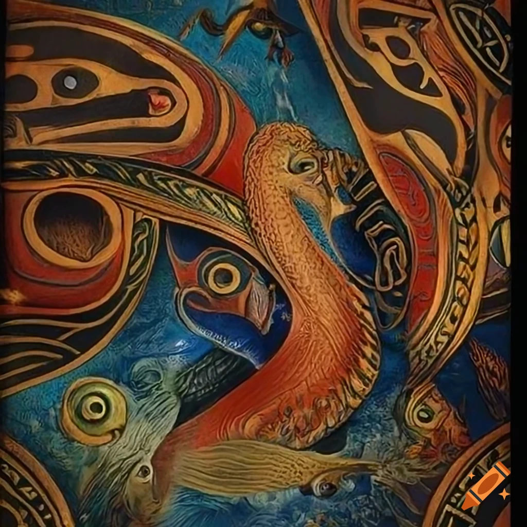 Celtic and native Salish designs featuring Seahawks, ravens, fish, and ...