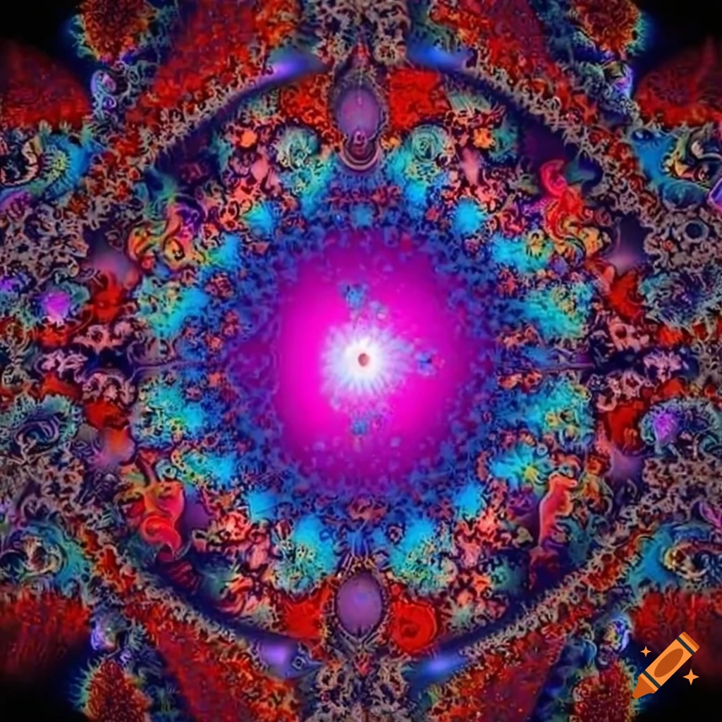 Vibrant fractal patterns resembling a heavenly realm on Craiyon