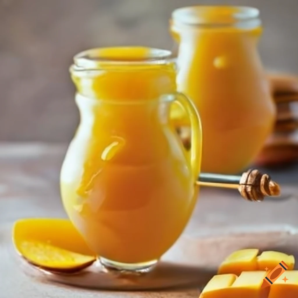 Juicy ripe mango dripping with honey syrup on Craiyon