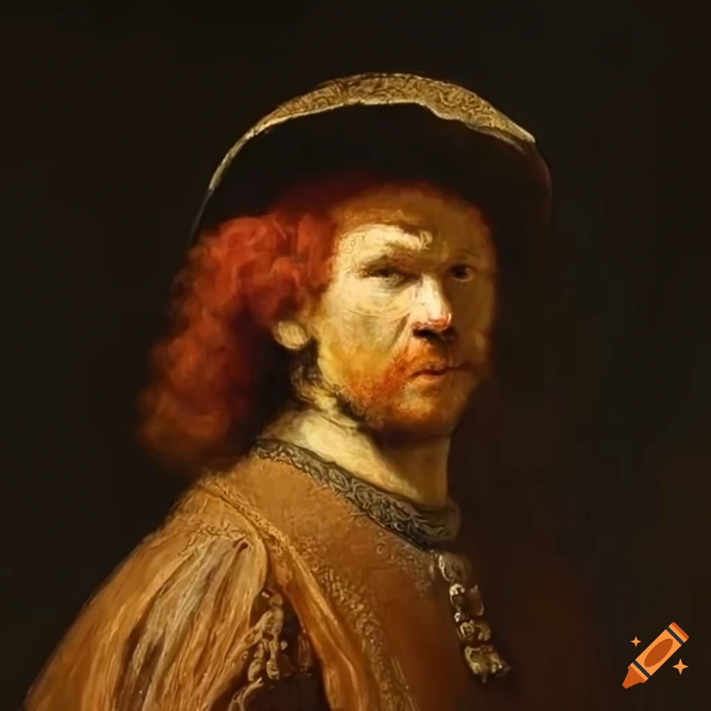 Man with red hair in the style of rembrandt painting on Craiyon