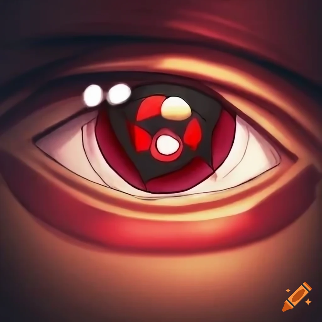 Close-up portrait of anime character Naruto with illuminated Sharingan ...