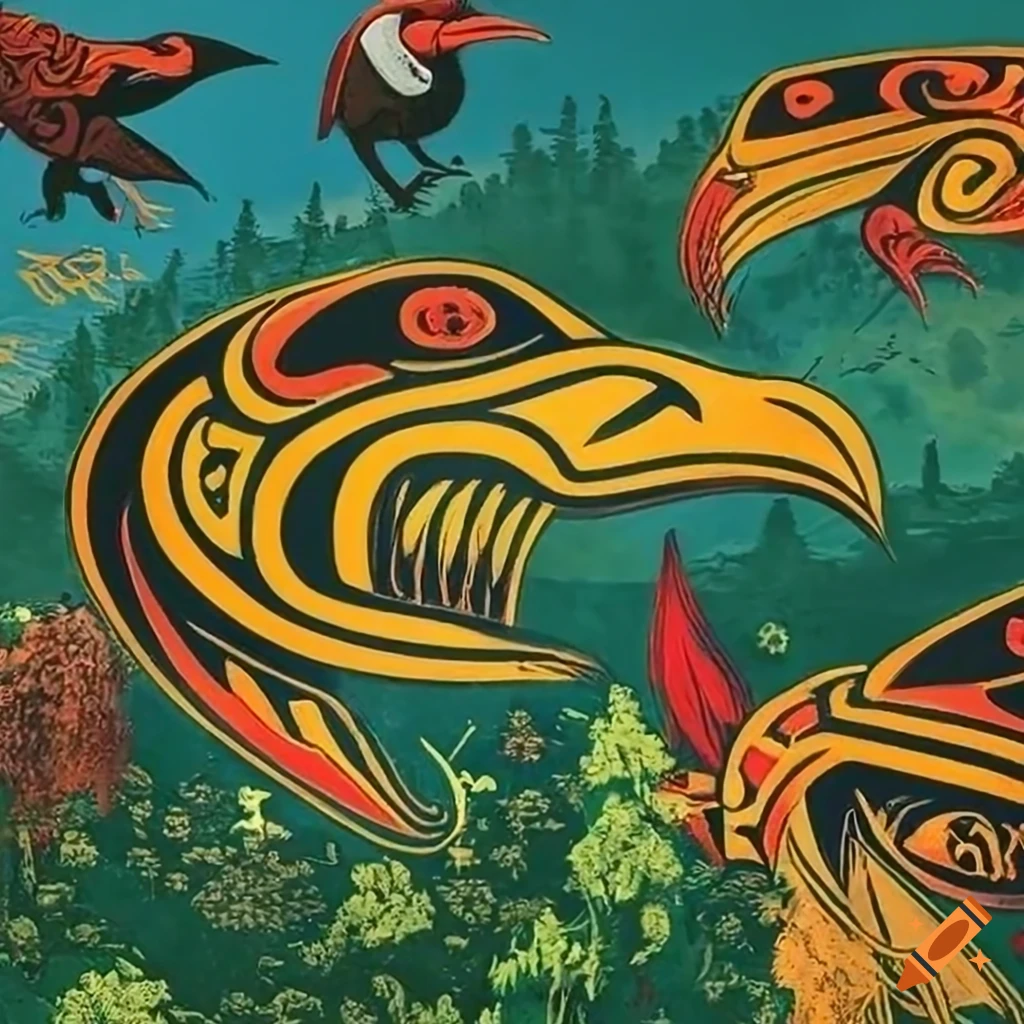 Panoramic view of Celtic and native Salish designs showcasing Seahawks ...