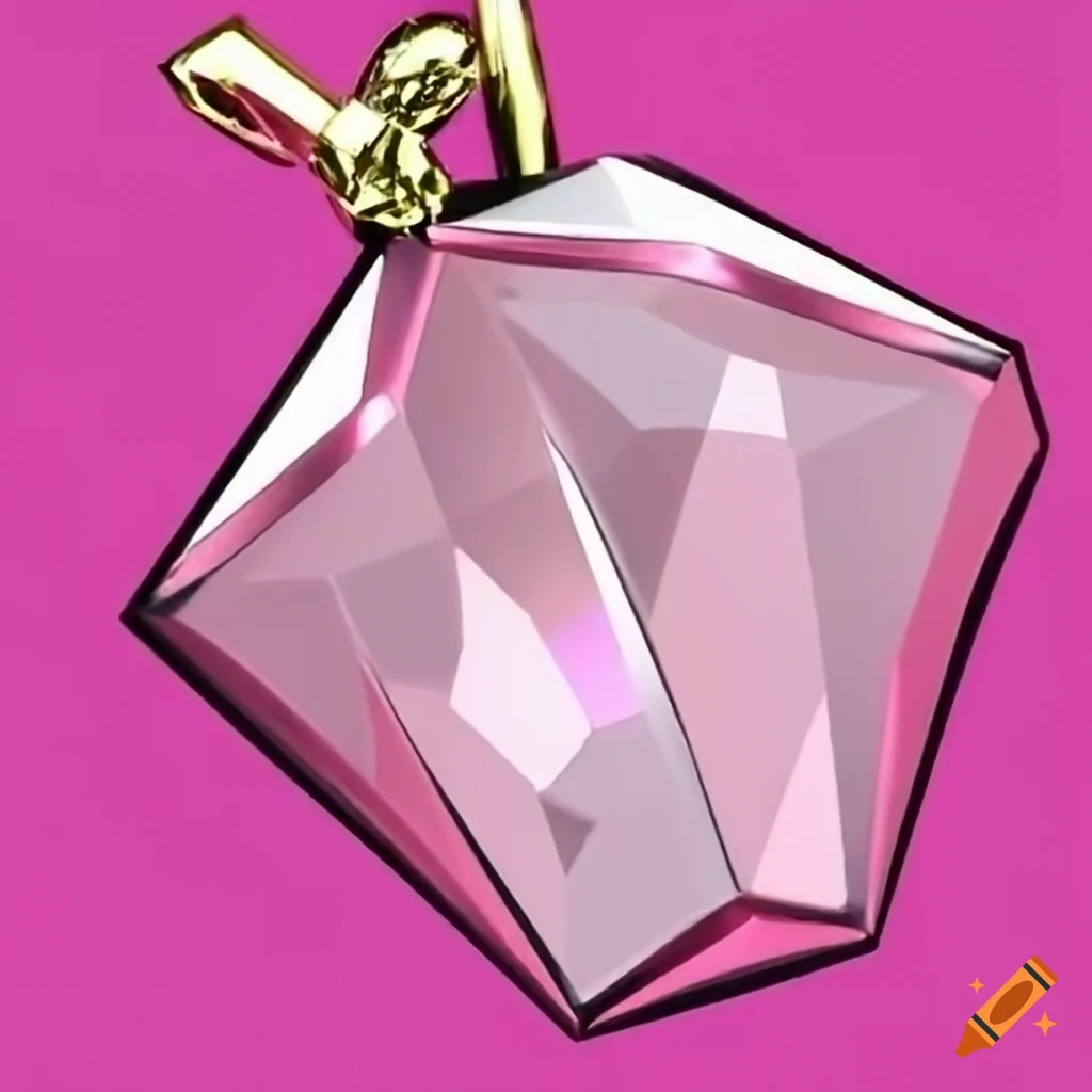 Shiny 3D pink diamond with anime Japanese text from the 2000s on Craiyon