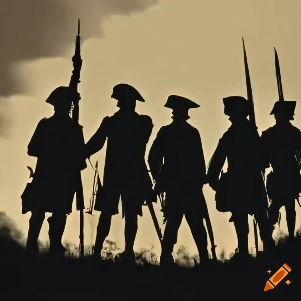 Silhouette of American soldiers in the Revolutionary War on Craiyon