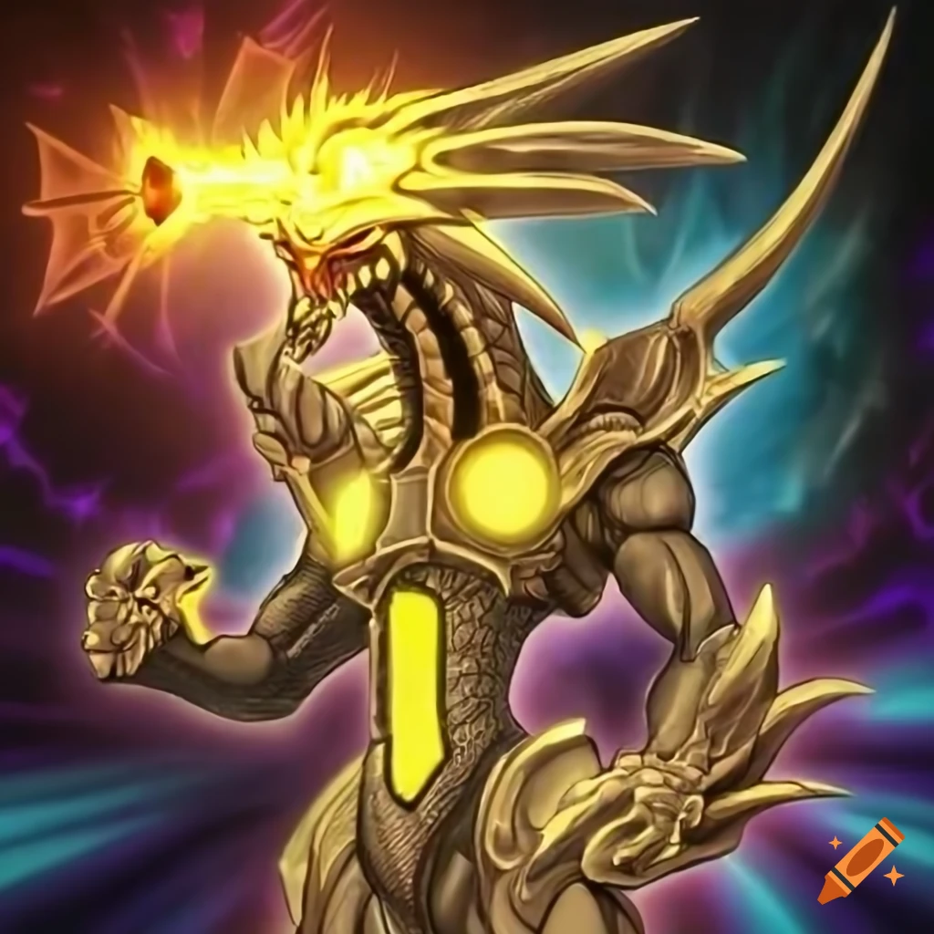 Yellow-eyes bronze dragon card from yu-gi-oh! shooting a yellow light ...