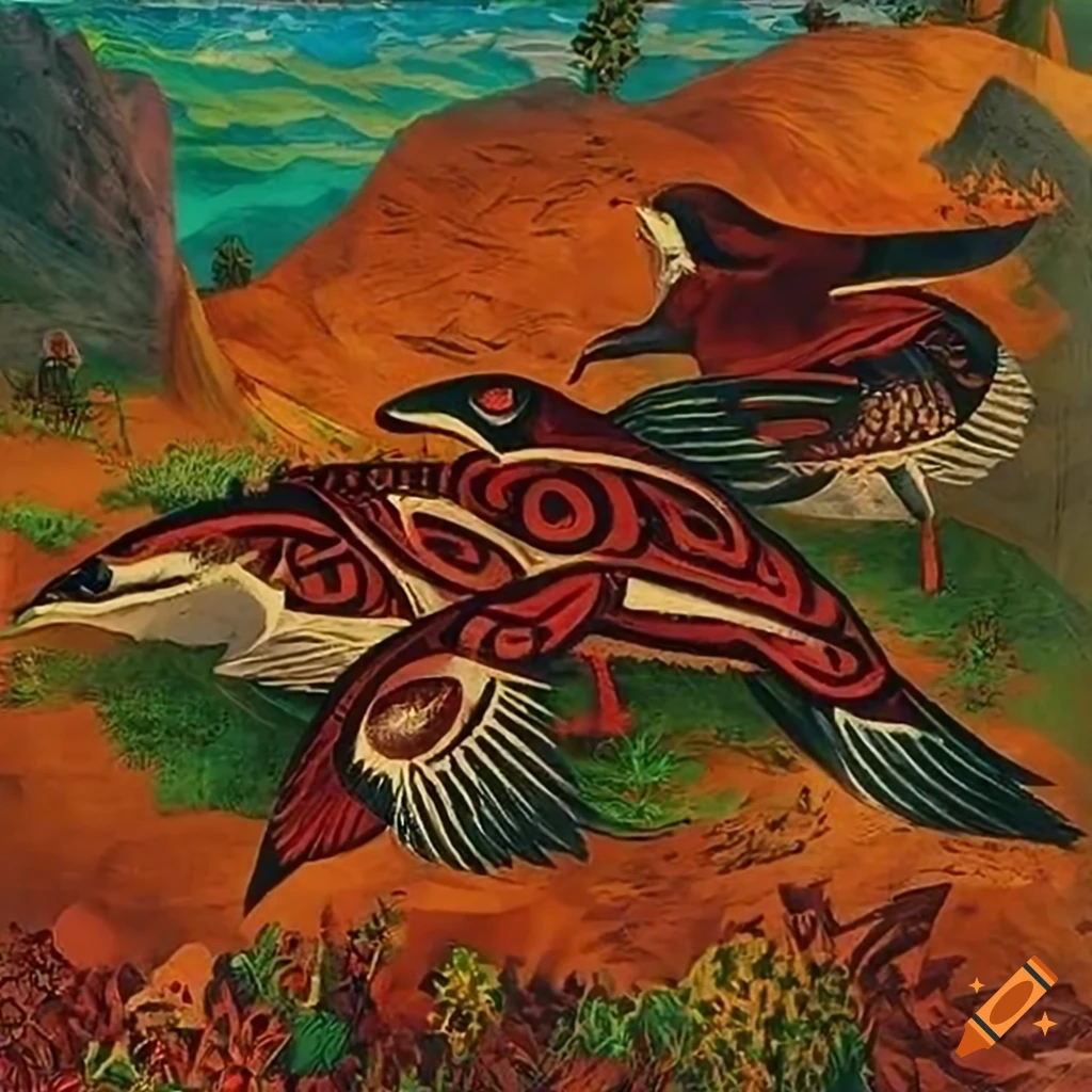 Celtic and Salish designs with Seahawks, ravens, fish, and forest ...