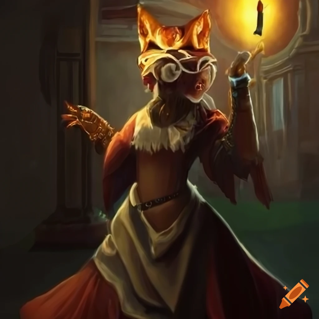 Female tabaxi plague doctor in a medieval city square on Craiyon