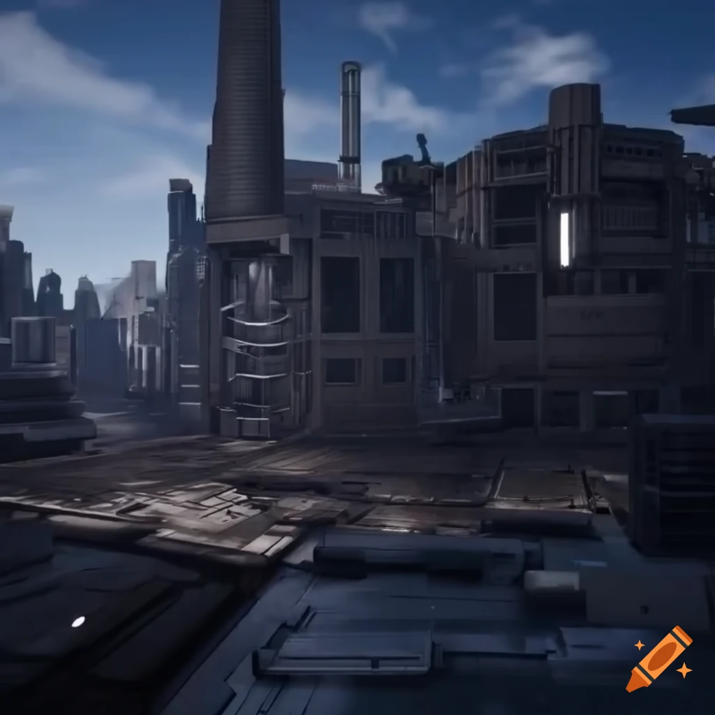 Australian sci-fi industrial zone in Unreal Engine 5 with blue sky on ...