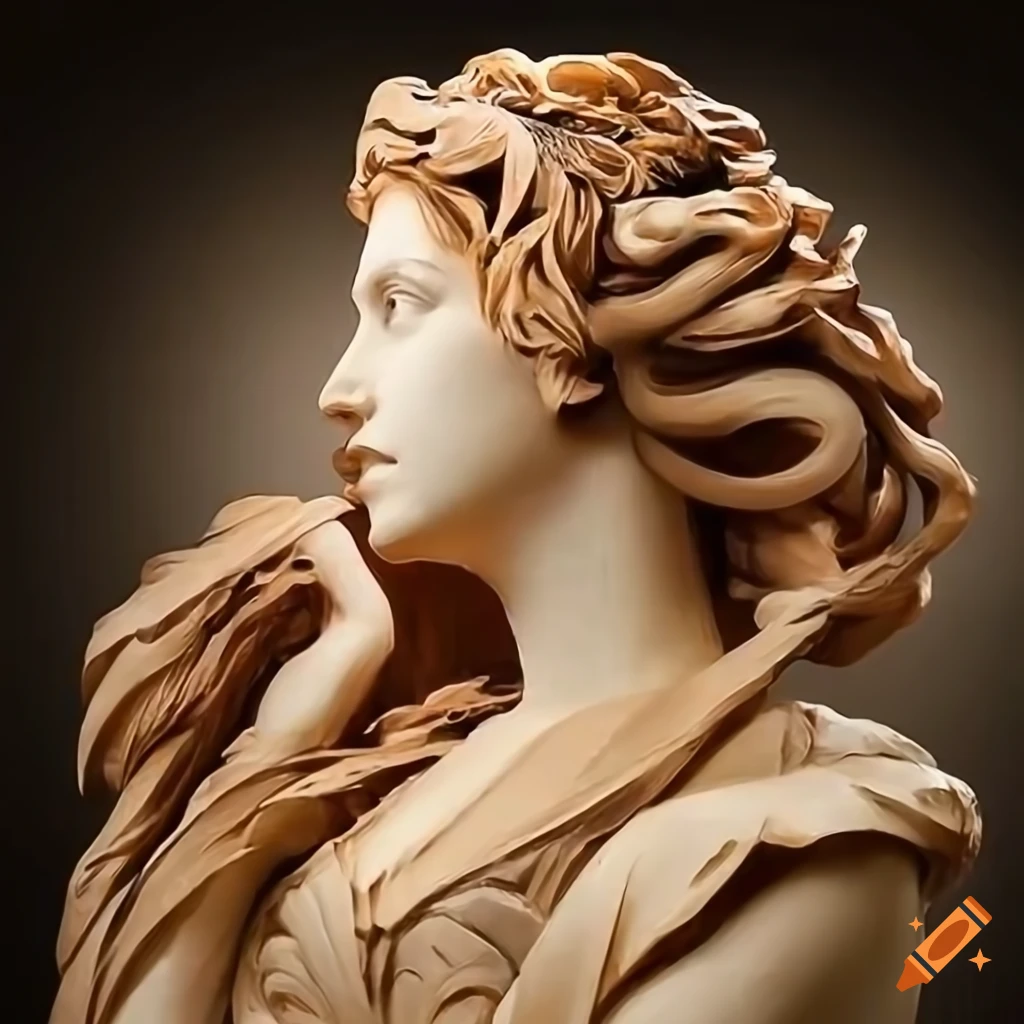 Stunning sculpture with deep lighting inspired by mucha, vermeer, and ...