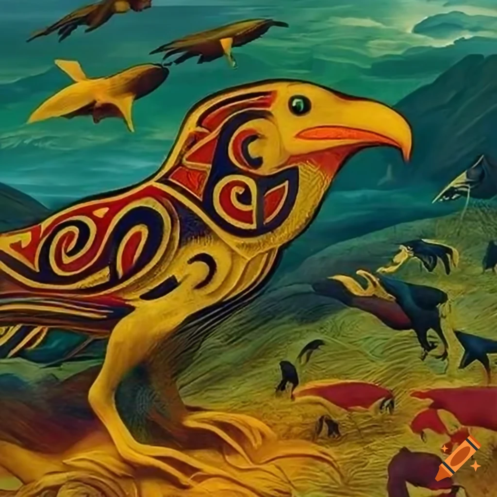 Celtic and Salish designs with Seahawks, ravens, fish, and forest ...