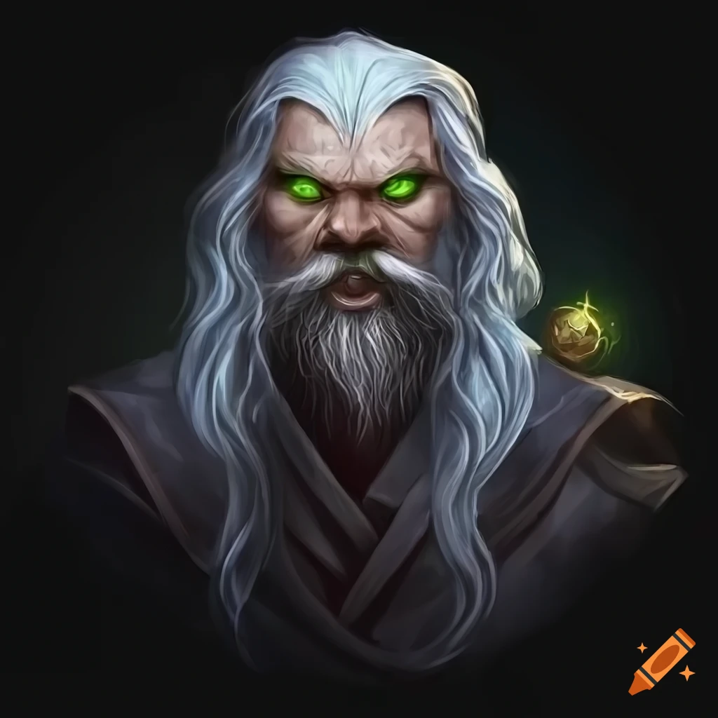 Detailed representation of a dwarf sorcerer in a dark themed ...