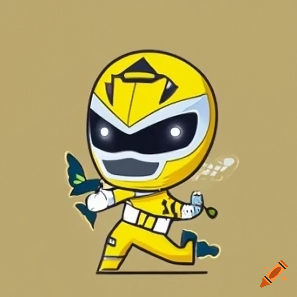 Kawaii yellow Power Ranger surrounded by butterflies on Craiyon