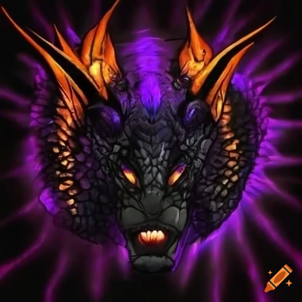 Mythical black panther-dragon hybrid with glowing eyes and colorful ...
