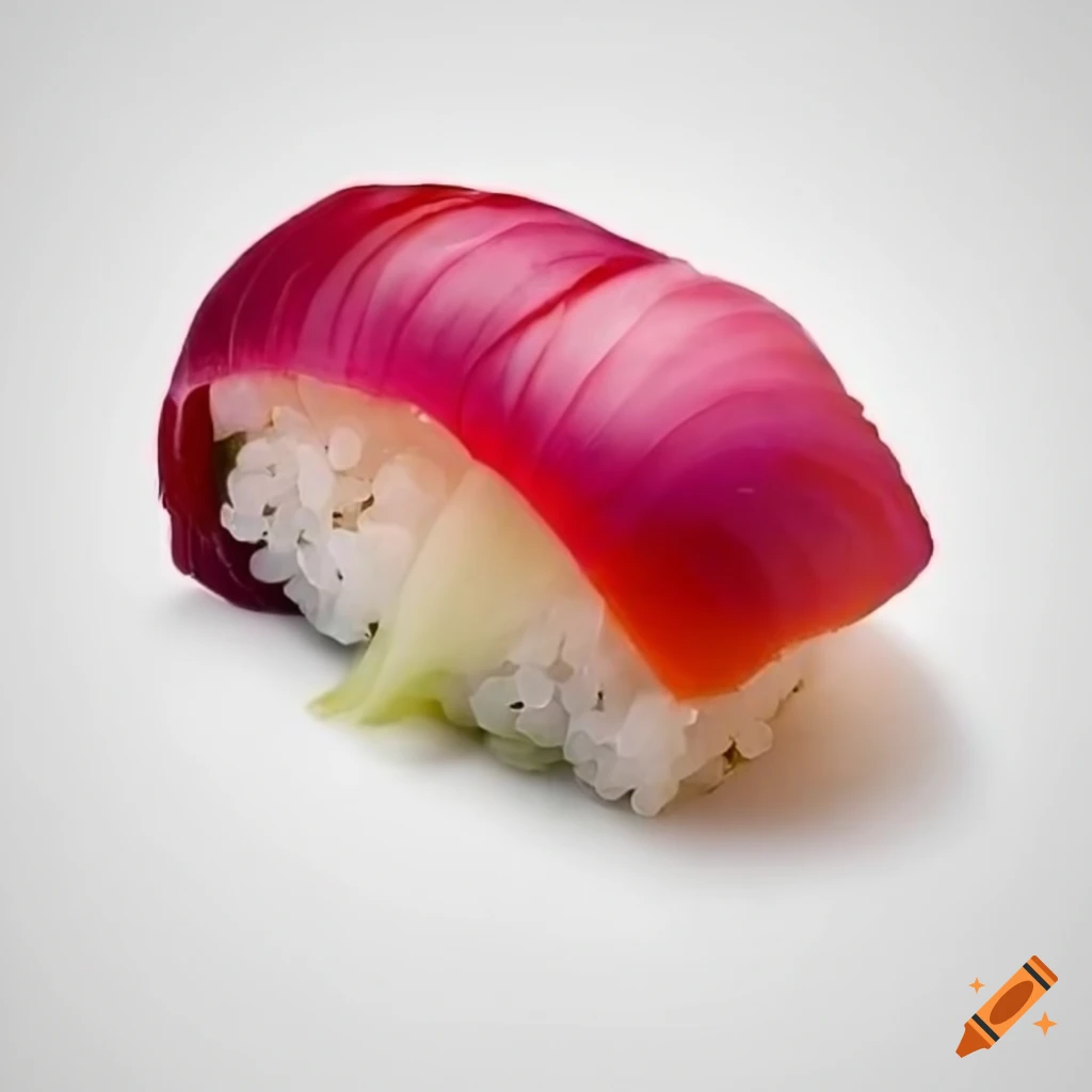 Single sushi topped with onions on Craiyon