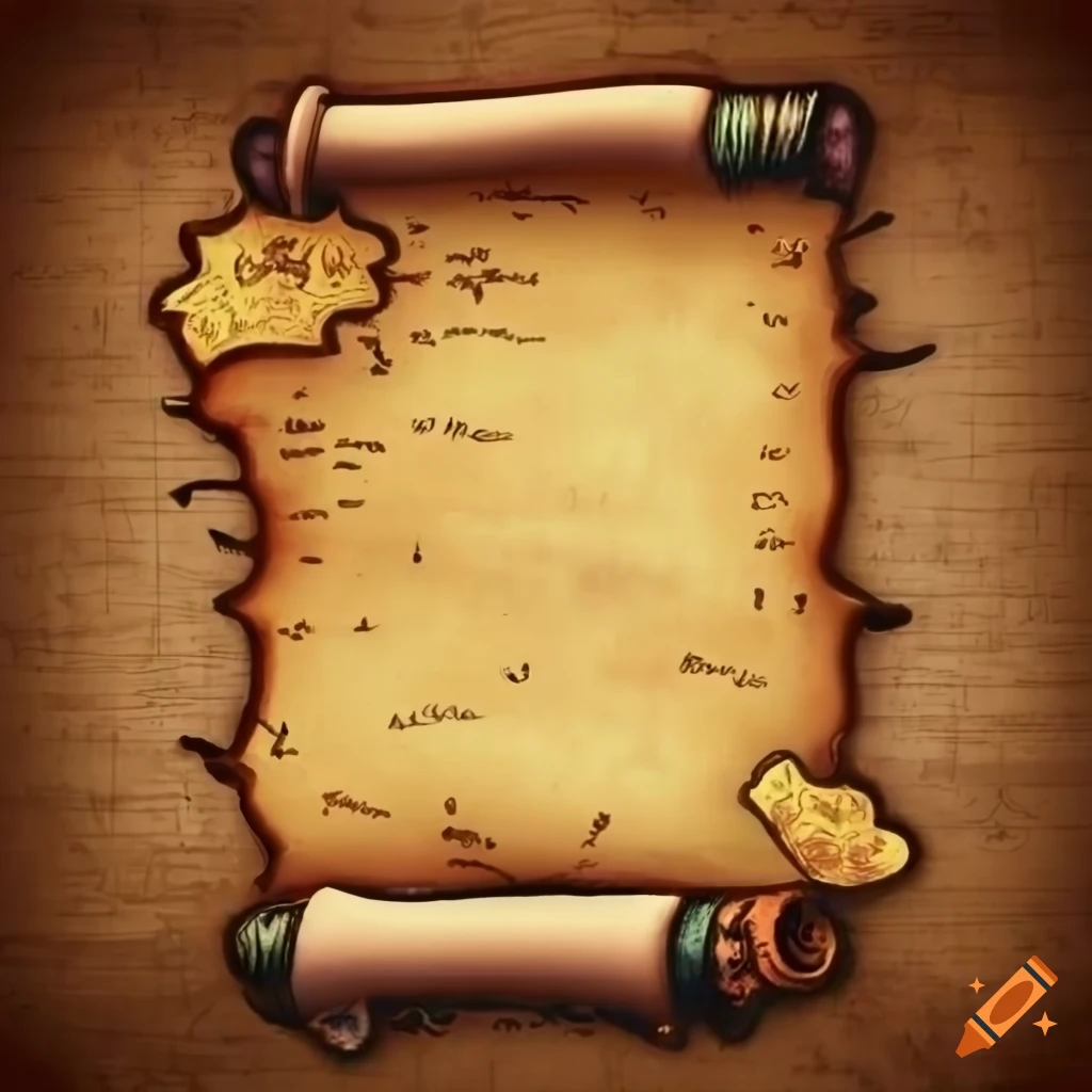 Colorful fantasy game map on old parchment scroll on Craiyon