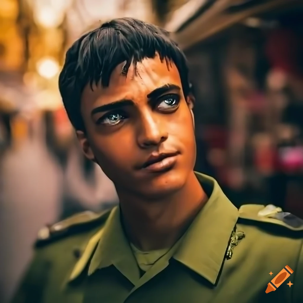 Group of men in olive green police uniforms walking in a sunny ...