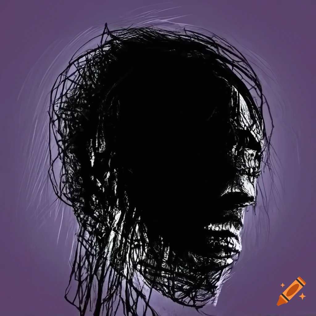 Sinister xeroxed black silhouette scribble artwork on Craiyon