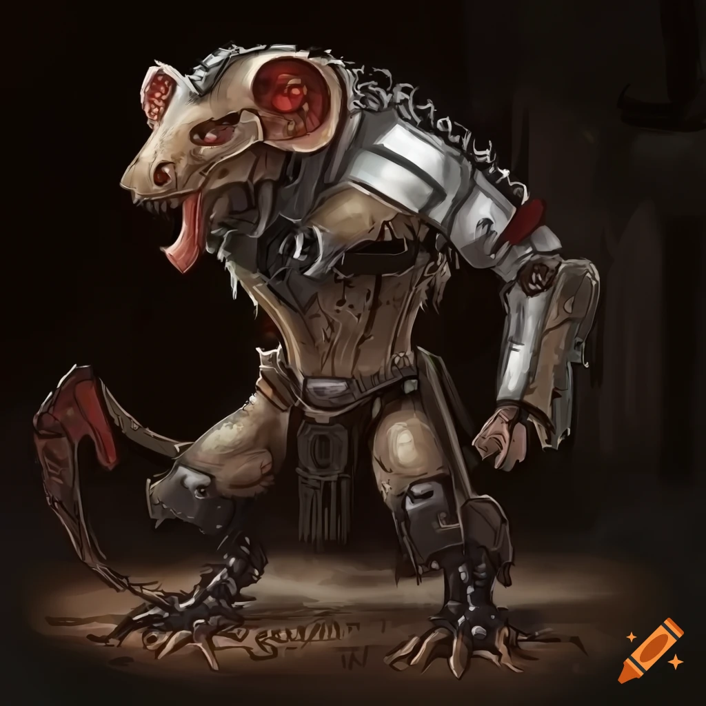 Runic cybernetic ratfolk rat heavy cyborg inspired by Tiberium wars on ...