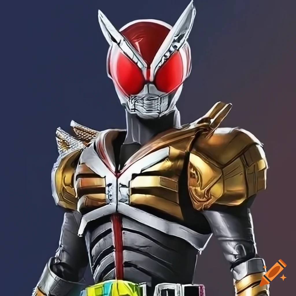 Red, white, and golden Kamen Rider Geats on Craiyon