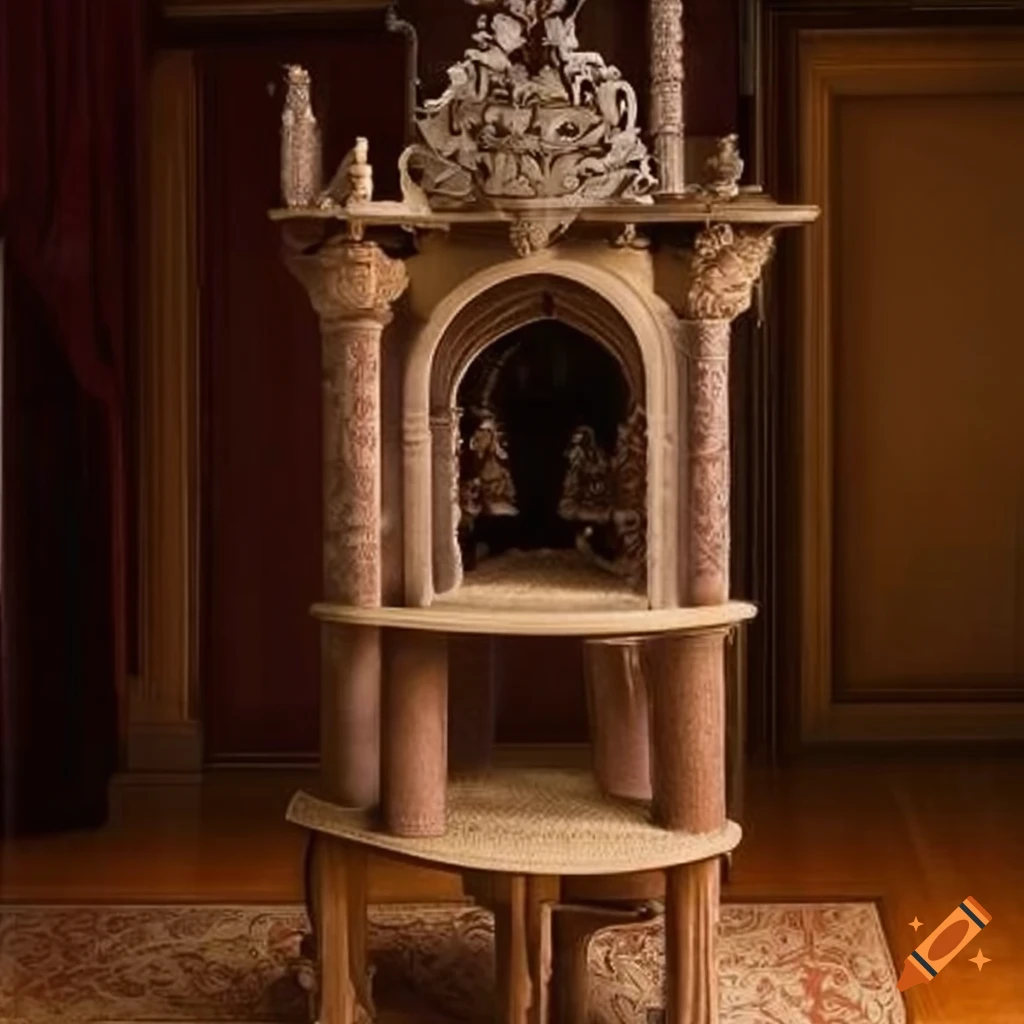 Ornate Victorian cat tree with rich hues for a traditional interior on ...