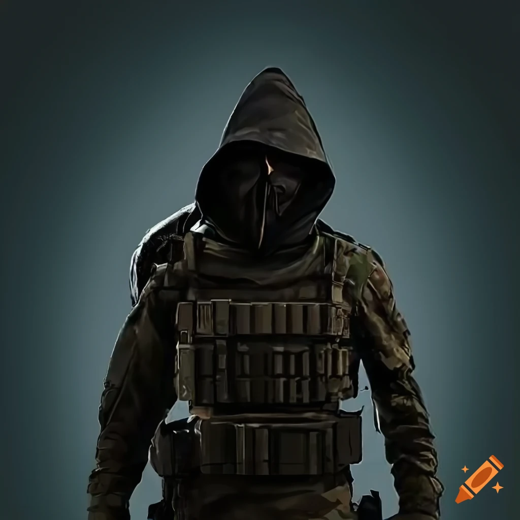 Logo design of a hooded soldier with a skull mask and sniper rifle on ...