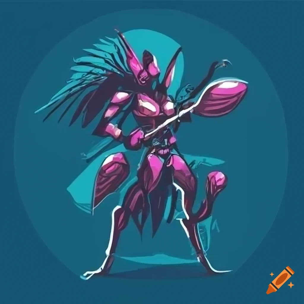 Humanoid insect warrior concept art on Craiyon