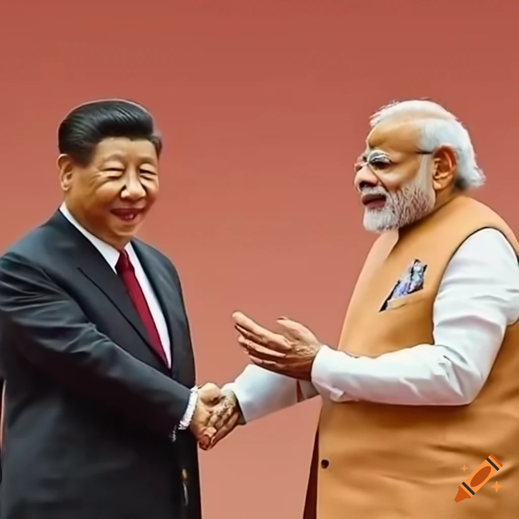 Narendra modi and xi jinping shaking hands on Craiyon