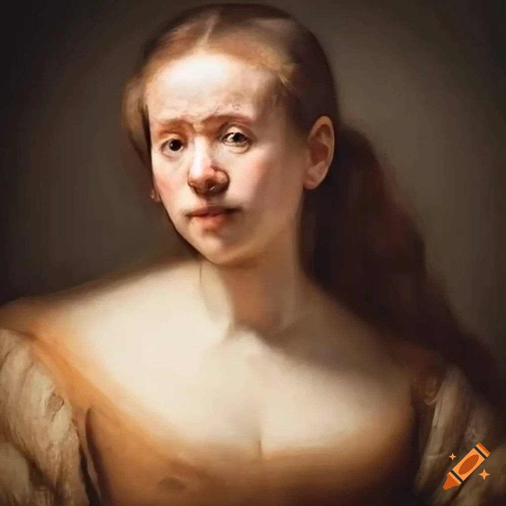 Female face drawn in rembrandt style on Craiyon