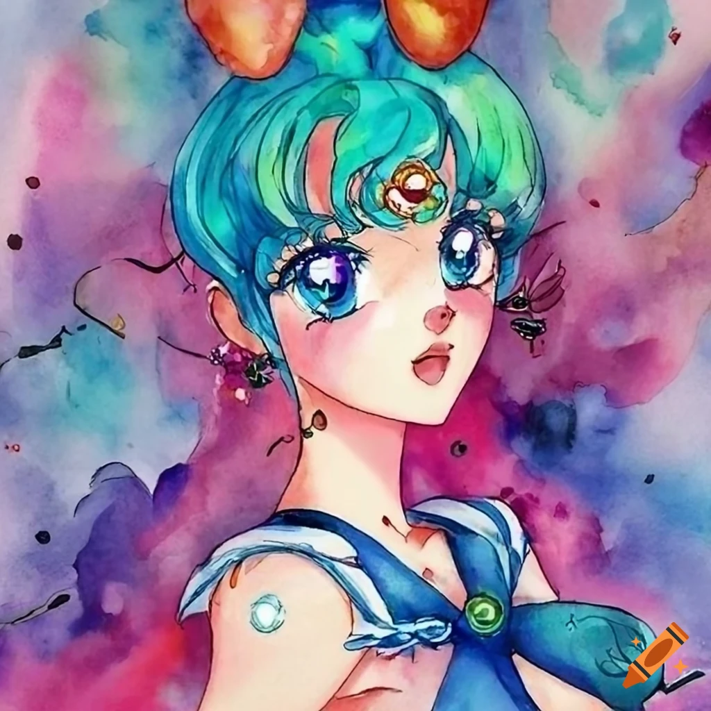 Kawaii sailor queen beryl manga watercolor art on Craiyon