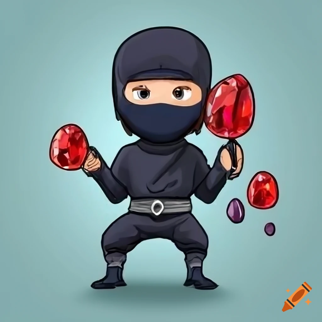 Friendly ninja with a gem stone on Craiyon