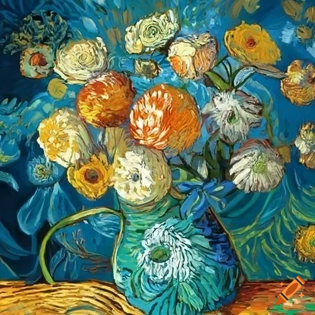Van gogh-style flower painting on Craiyon