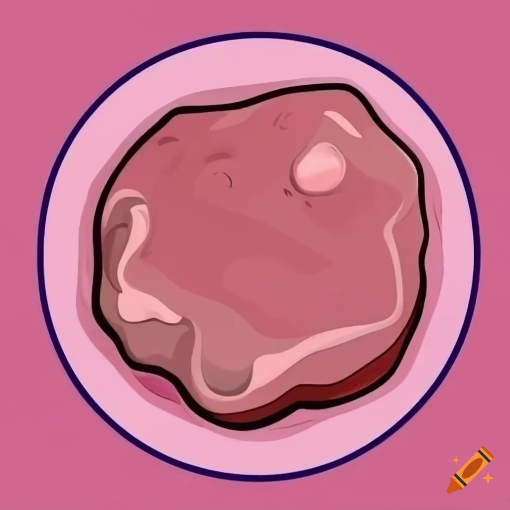 Perfect empty pink meat circle in cartoon style on Craiyon