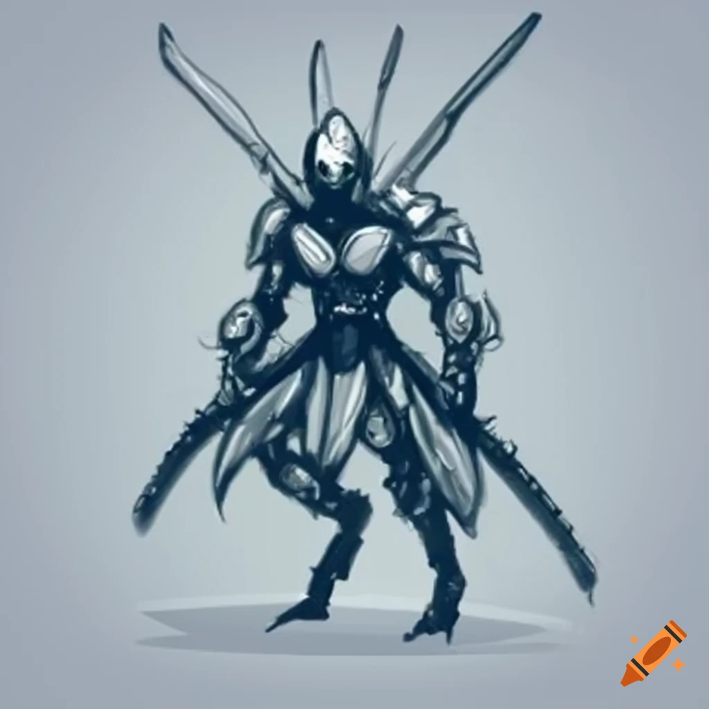 Humanoid insect warrior concept art on Craiyon