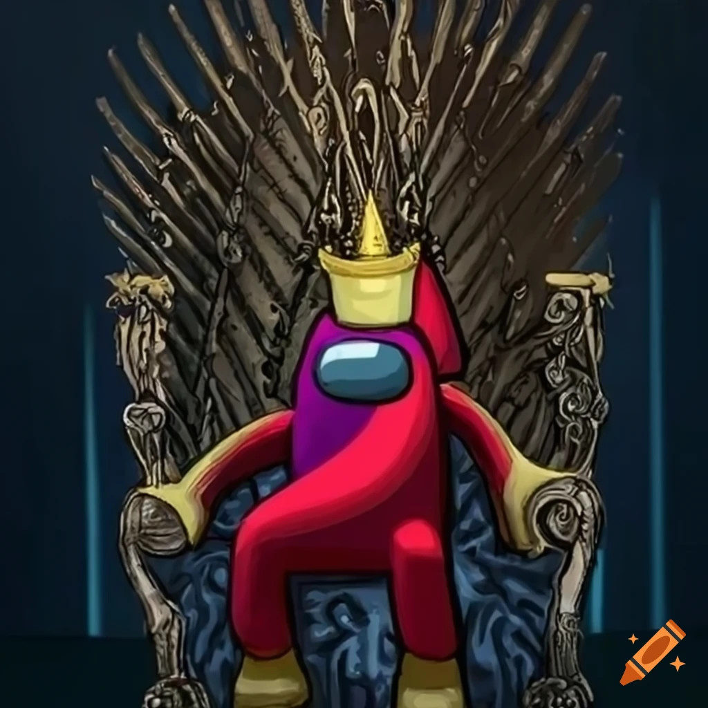 Among us crewmate dressed as a royal king sitting on a throne with a ...