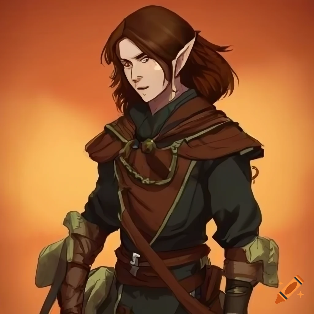 Stealthy half-elf rogue character design in desert attire on Craiyon